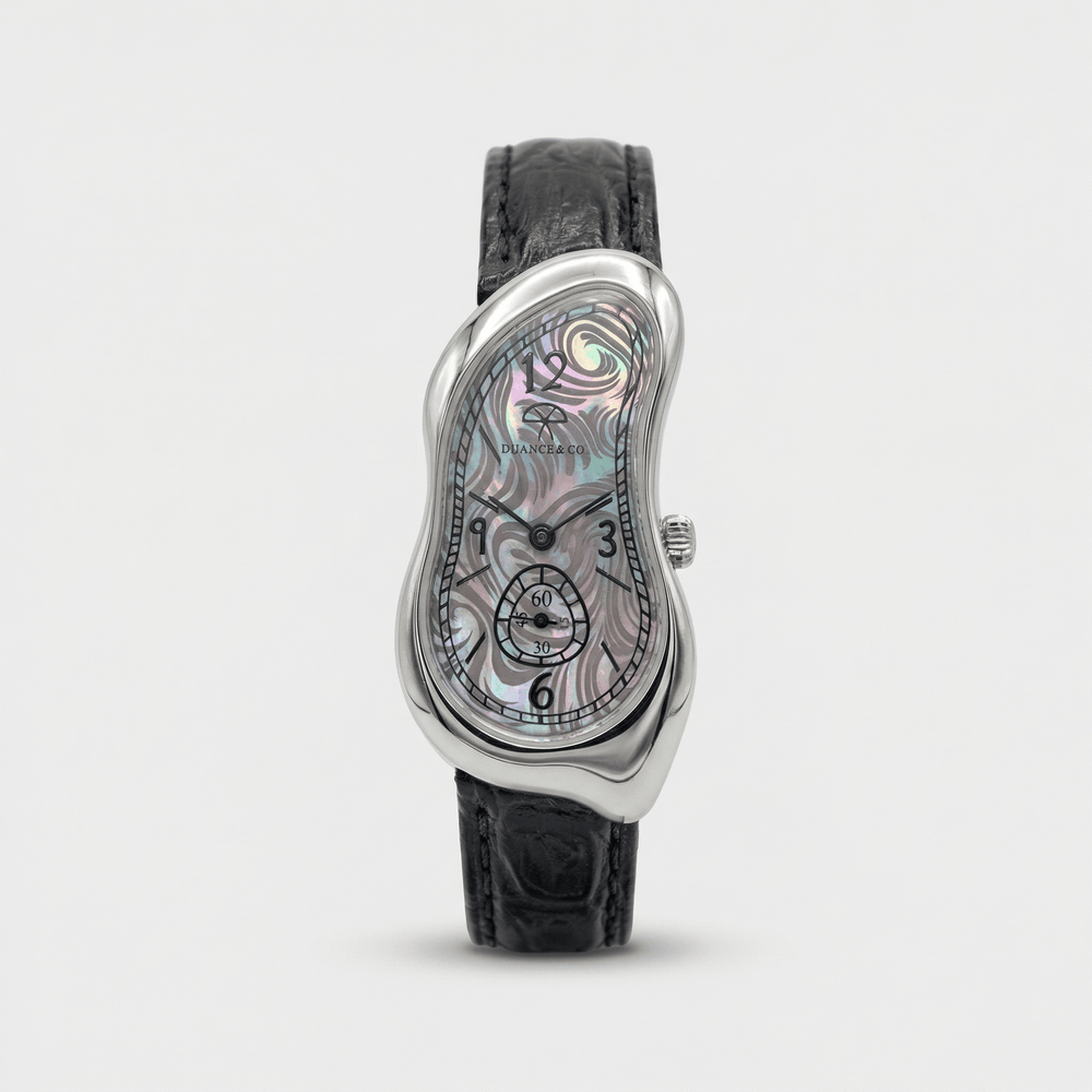 DUANCE & CO.® | CONCHIGLIA SILVER & BLACK UNIQUE SURREAL MELTING WATCH
